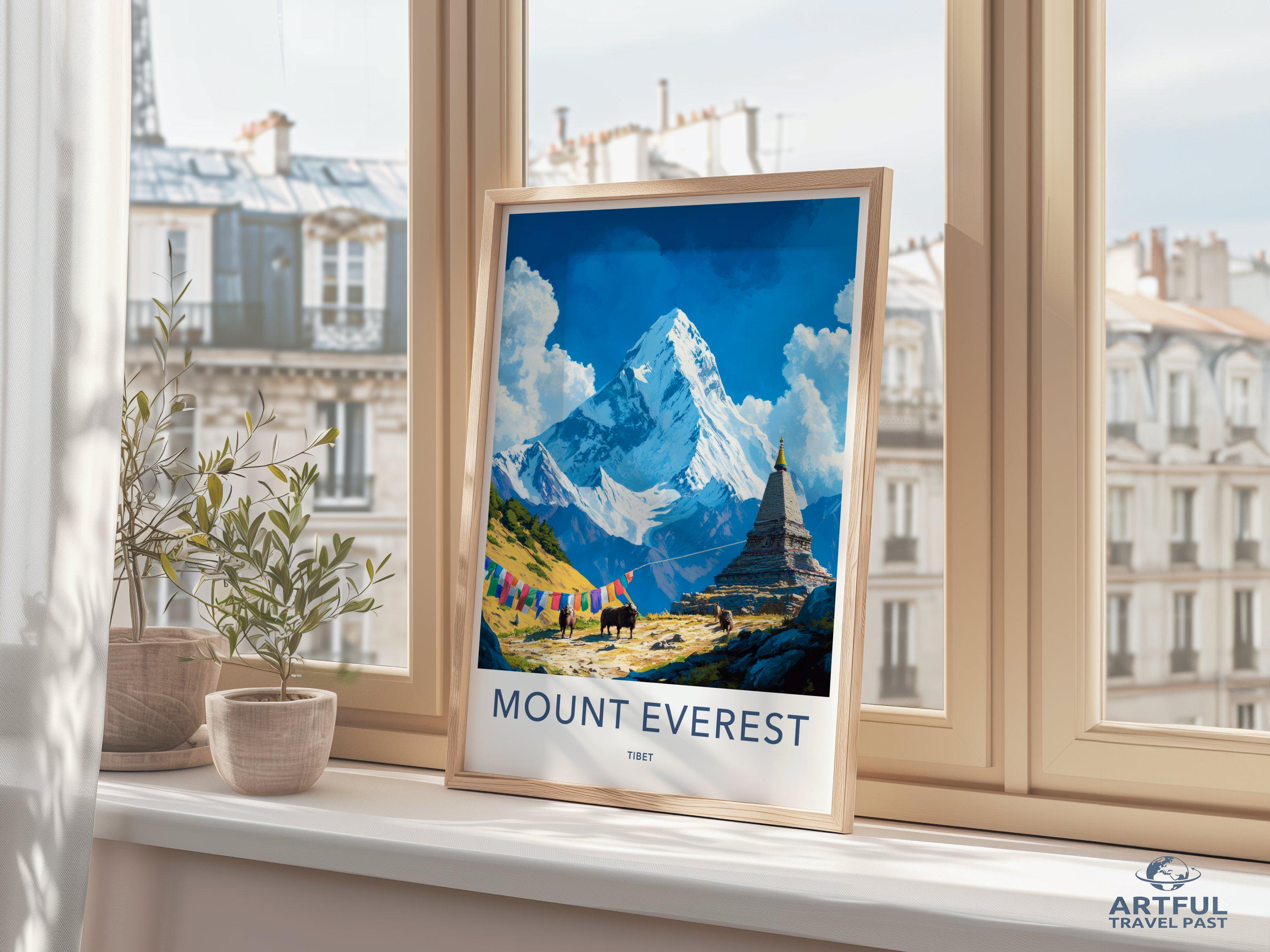 Mount Everest Wall Art, Tibet Landscape Poster, Himalayan Mountain ...