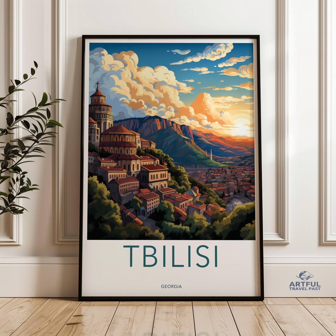 Tbilisi Wall Art Print, Georgia Travel Poster, Tbilisi Skyline Artwork ...