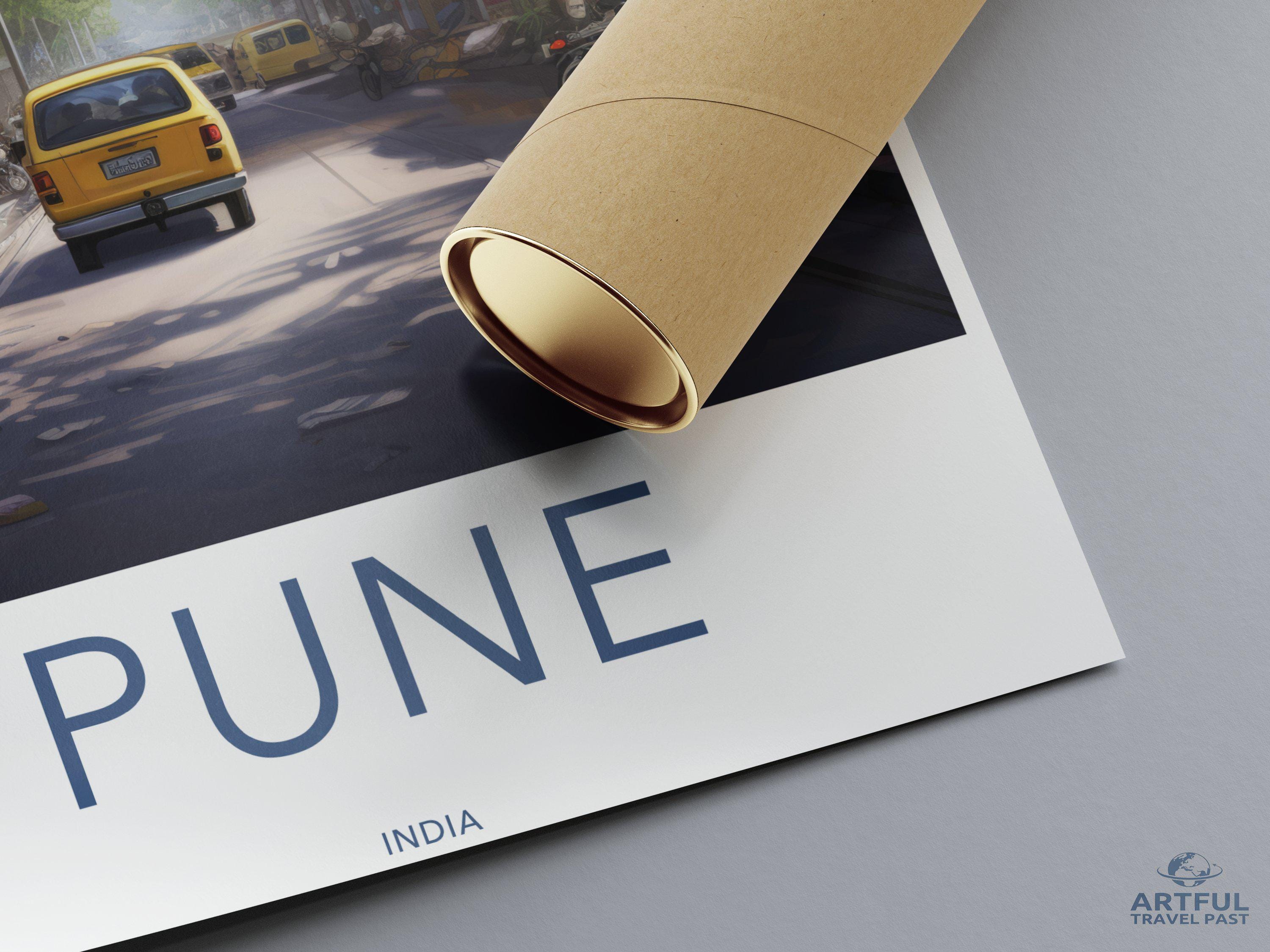 Pune City Street View Wall Art, India Urban Landscape Poster, Colorful ...