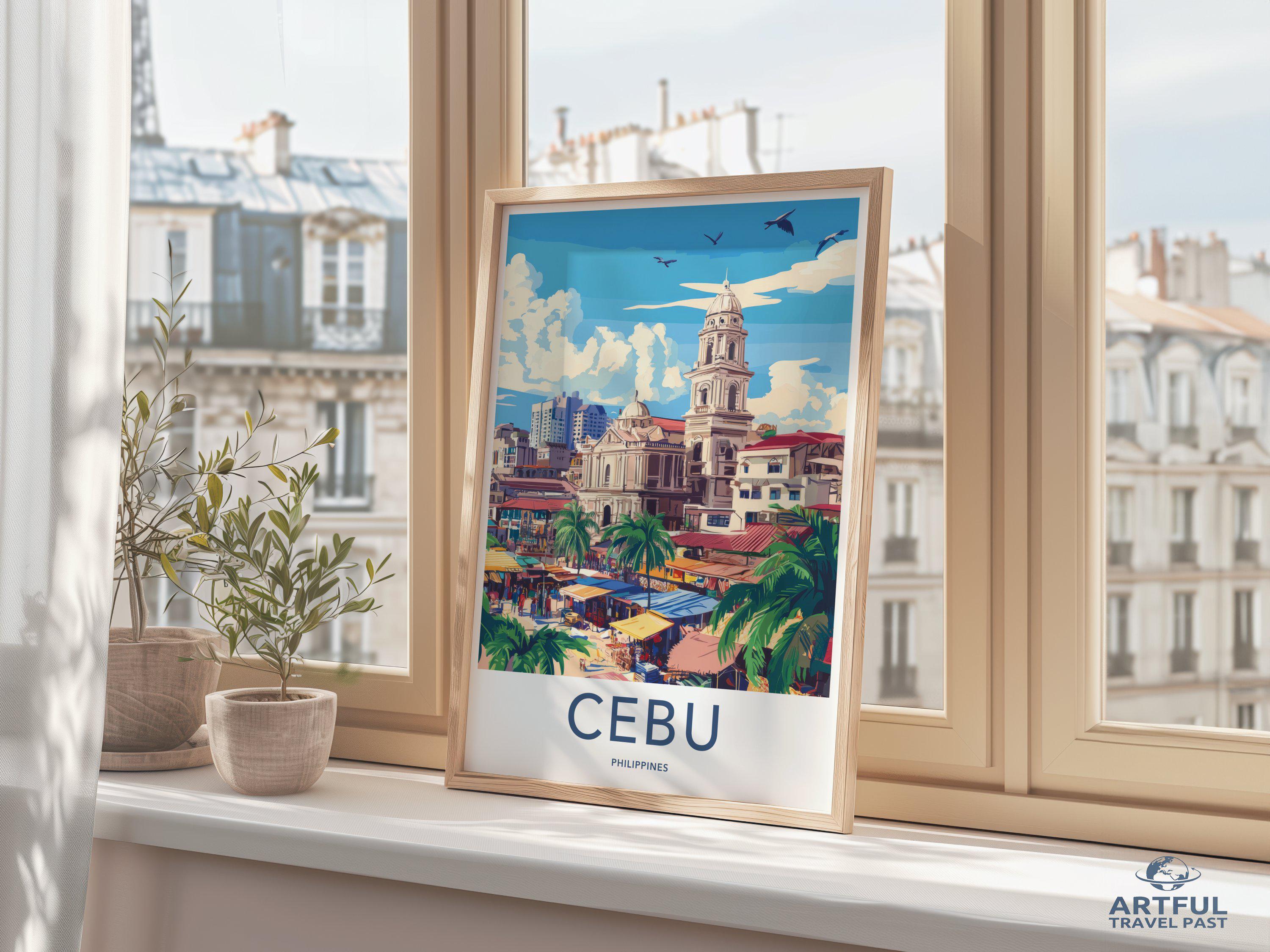 Cebu Philippines Wall Art, Travel Poster, Cityscape Print, Vibrant ...