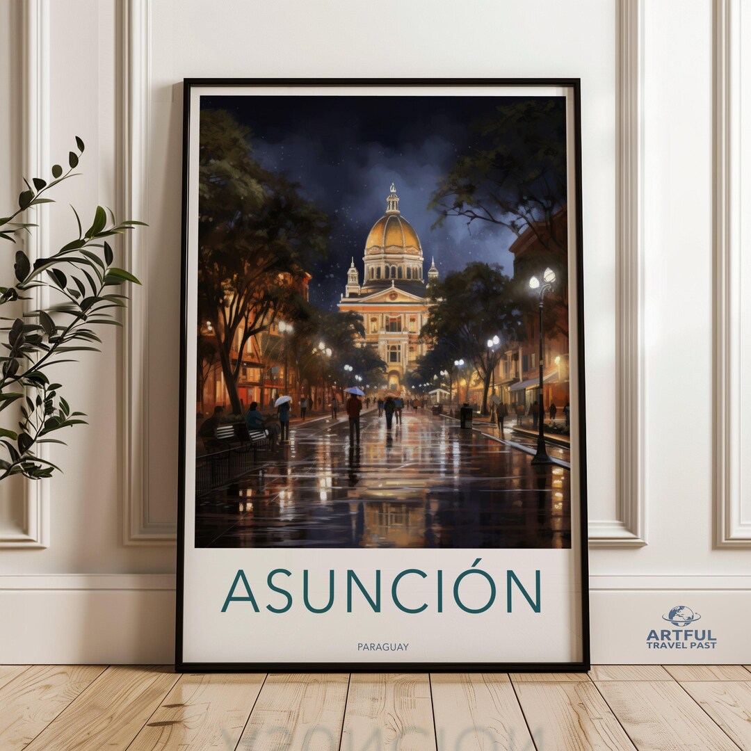 Asuncion Paraguay Cityscape Wall Art, Downtown Asunción Night Lights ...
