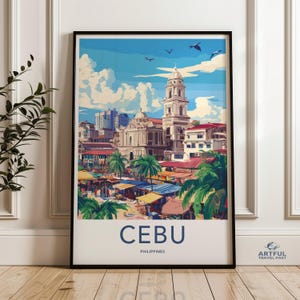 Cebu Philippines Wall Art, Travel Poster, Cityscape Print, Vibrant ...
