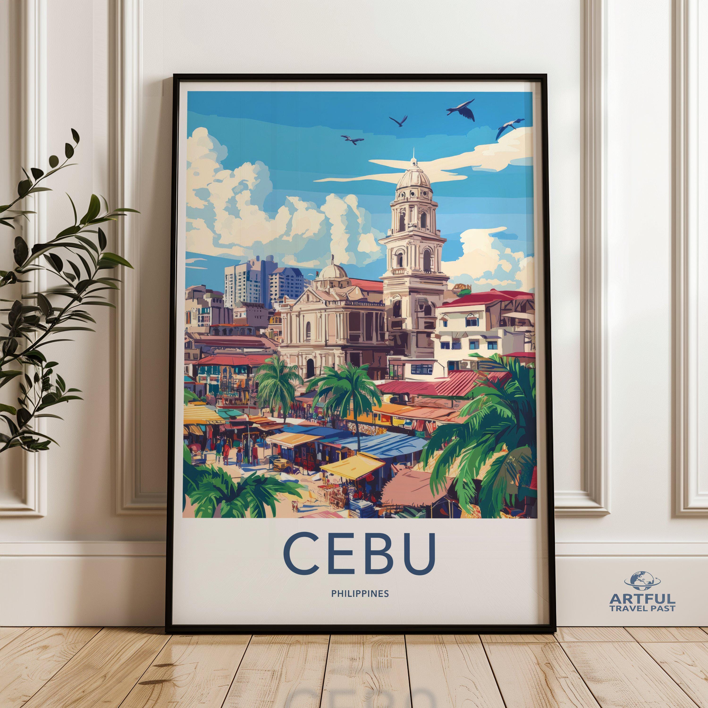 Cebu Philippines Wall Art, Travel Poster, Cityscape Print, Vibrant ...