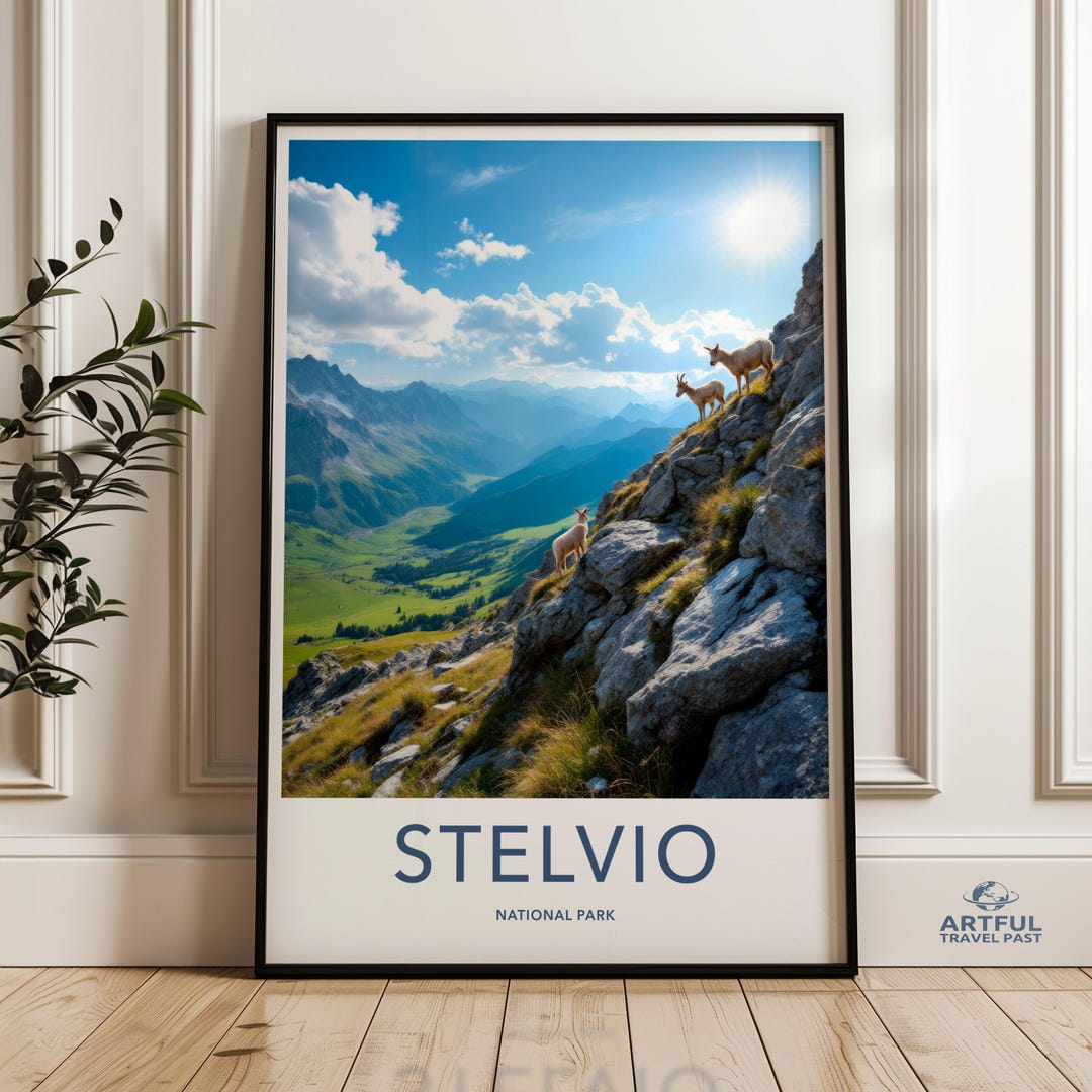 Stunning Stelvio National Park Poster, Mountain Landscape With Wildlife ...