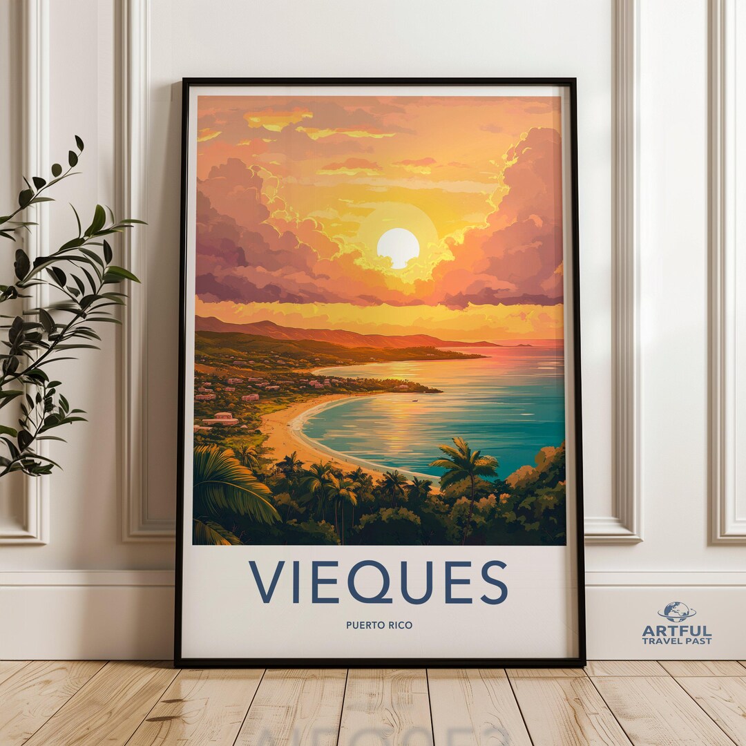 Vieques Puerto Rico Wall Art, Tropical Sunset Print, Beach Landscape ...