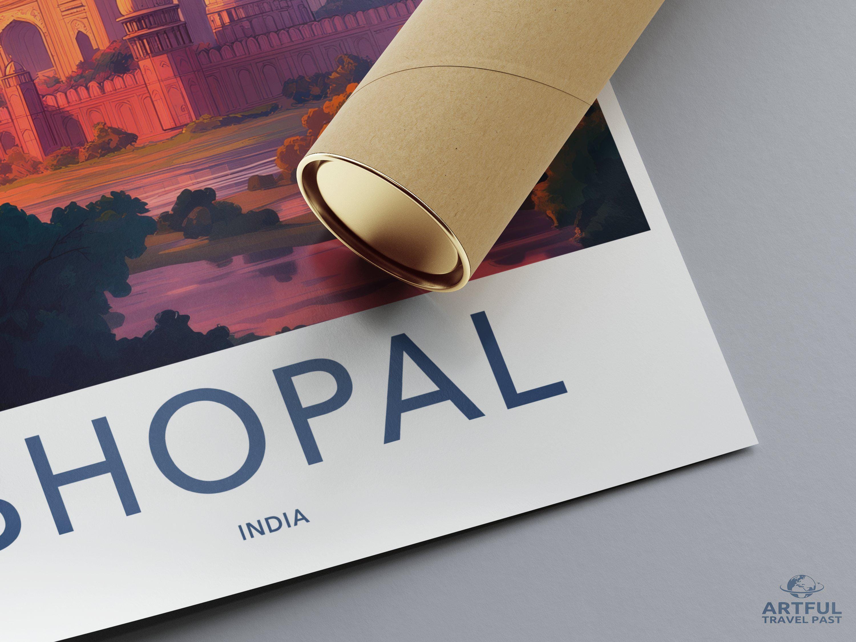 Bhopal India Sunset Wall Art Print, Cityscape Poster, Colorful ...