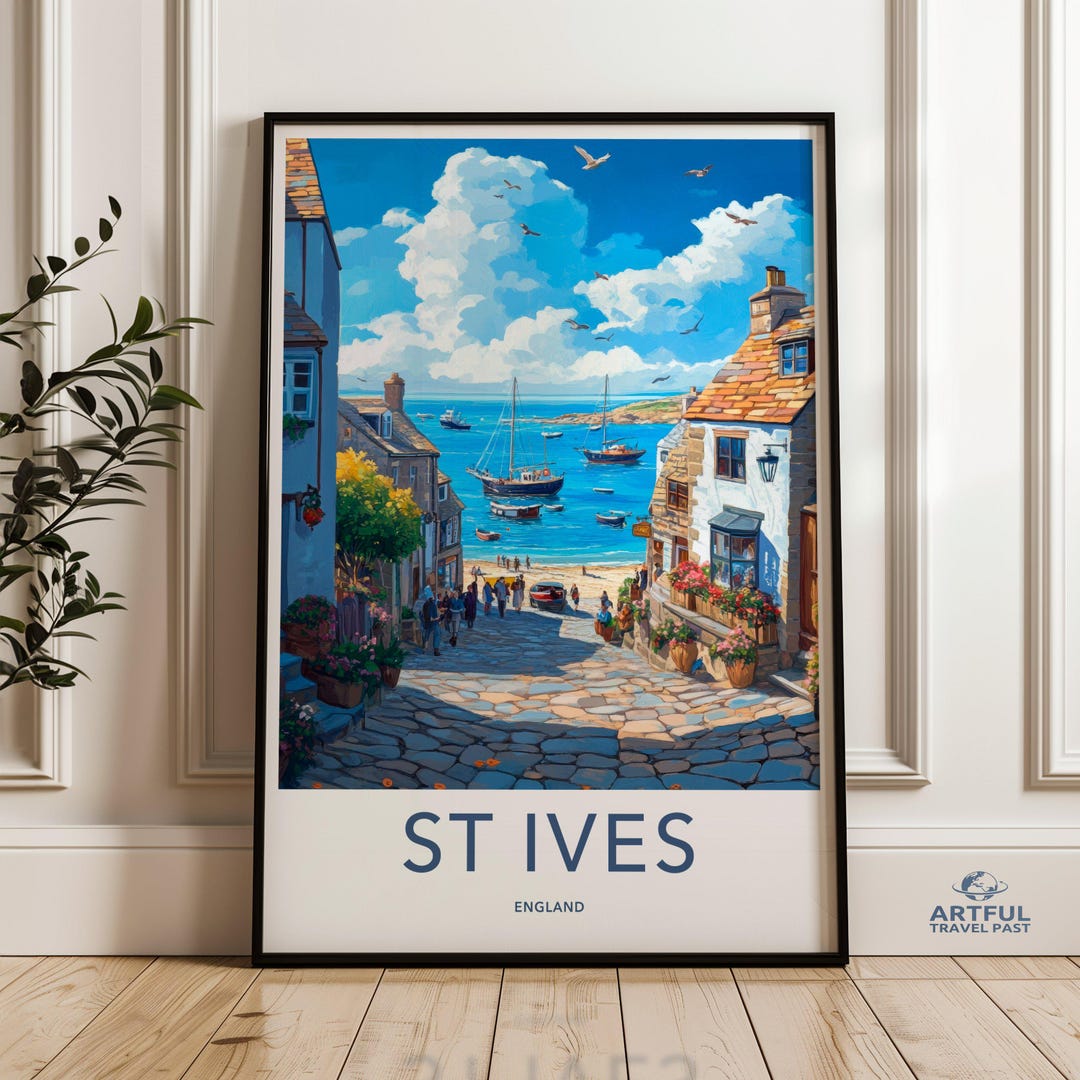Coastal St Ives Wall Art, Seaside Town Print, Nautical Decor, Beach ...