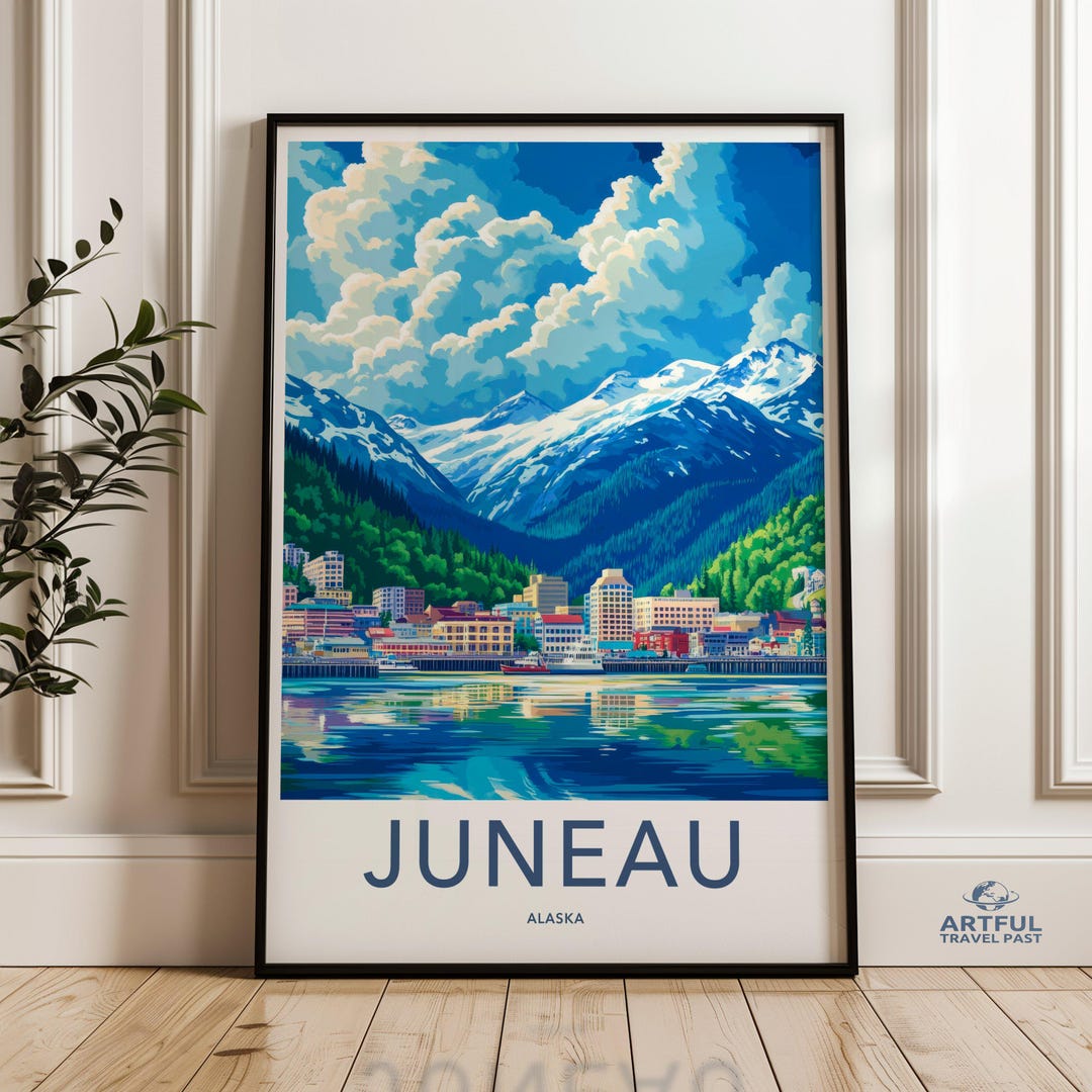 Juneau Alaska Wall Art Print, Beautiful Mountain and City Landscape ...