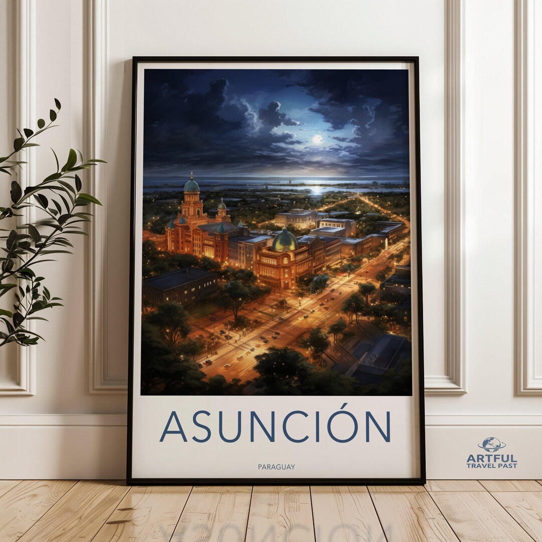 Asuncion Wall Art, Paraguay Cityscape Print, Nighttime Landscape ...