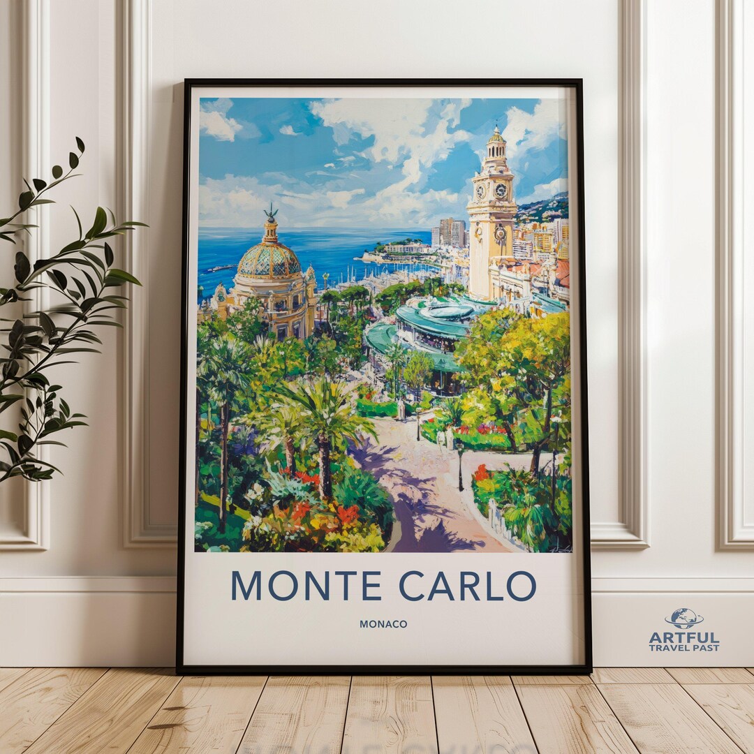 Monte Carlo Wall Art Print, Monaco Travel Poster, Colorful Cityscape ...