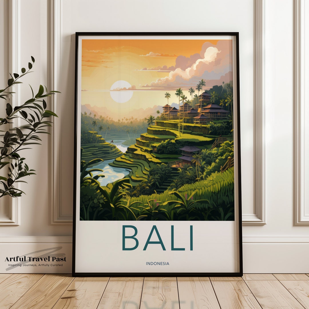 Bali Indonesia Travel Poster, Bali Rice Terraces Wall Art, Bali Scenic ...