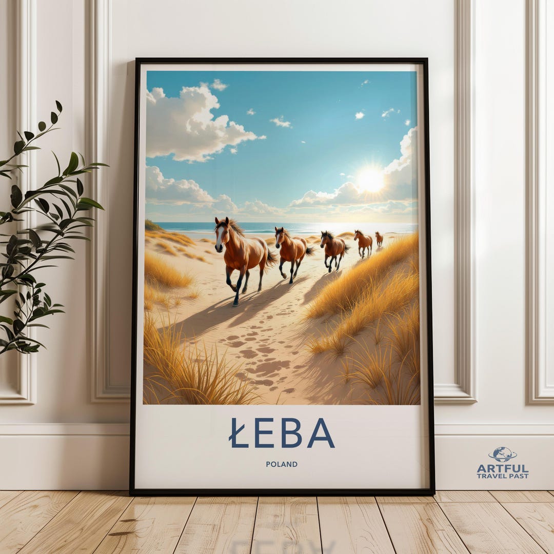 Wild Horses on Leba Beach in Poland Wall Art, Coastal Sunset Decor ...