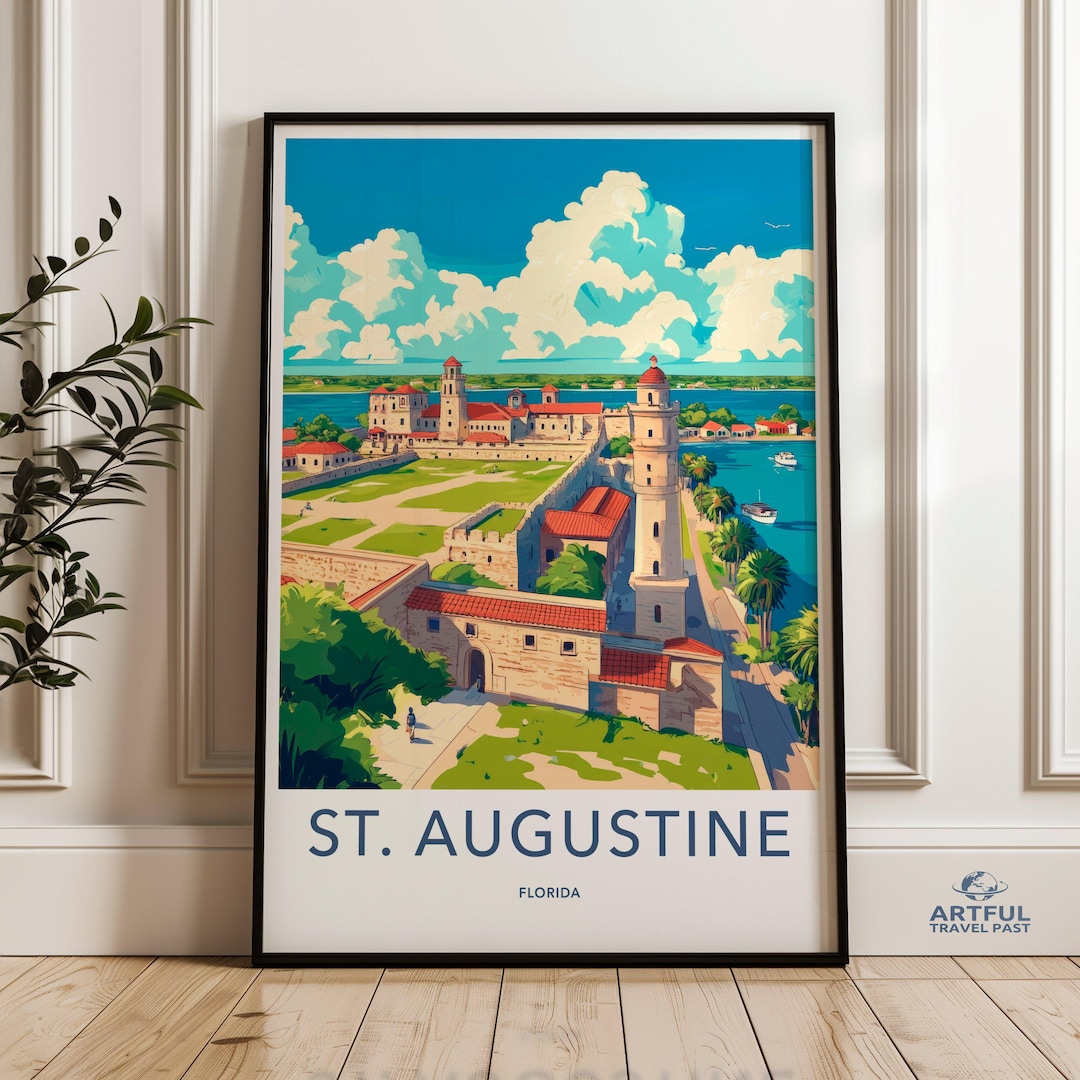 St. Augustine Florida Wall Art, Historic City Landscape Print, Coastal ...
