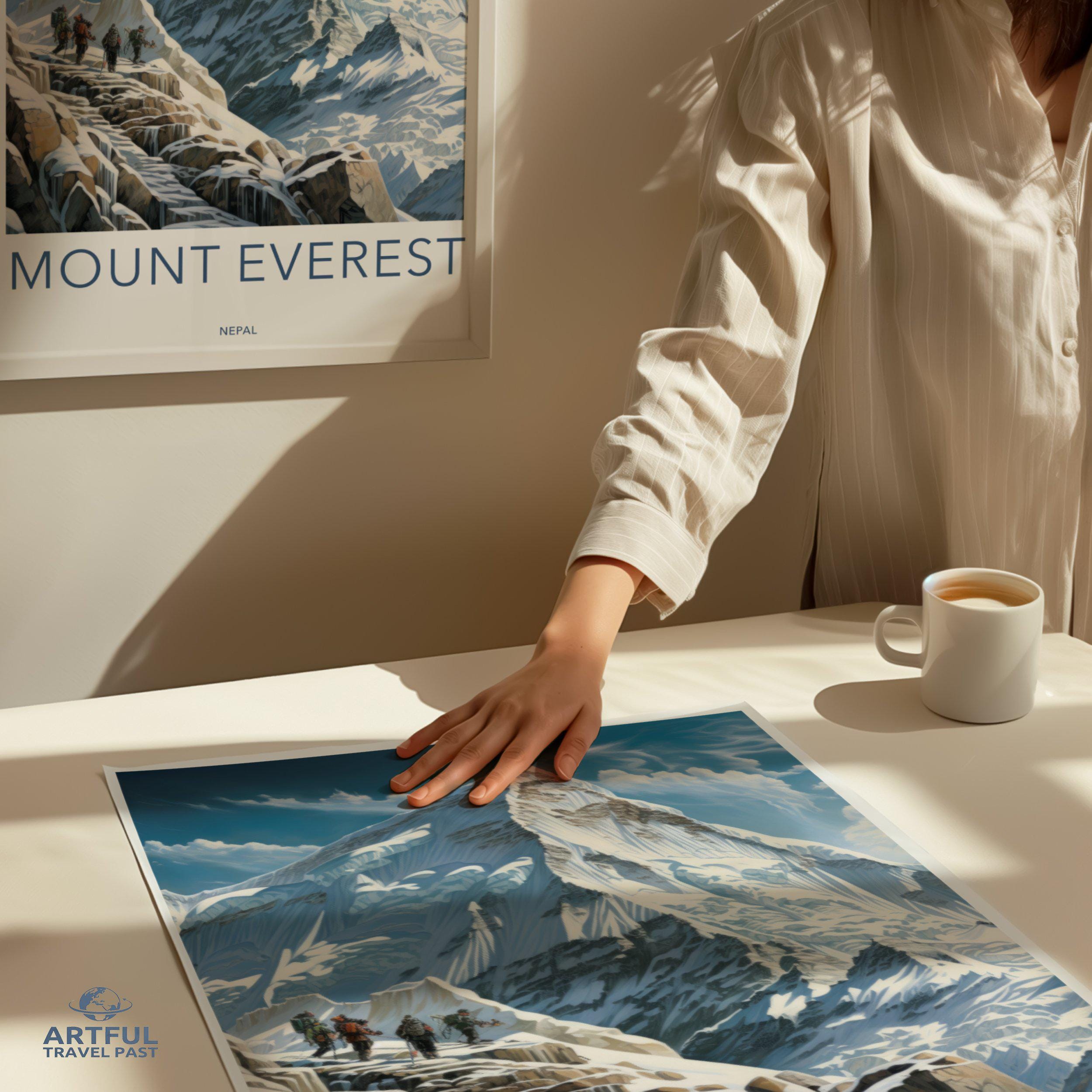 Mount Everest Wall Art Print, Mountain Climbing Home Decor, Snow-capped ...