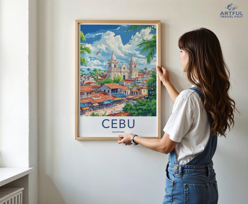 Vintage Cebu Travel Poster, Philippines Cityscape Wall Art Print ...