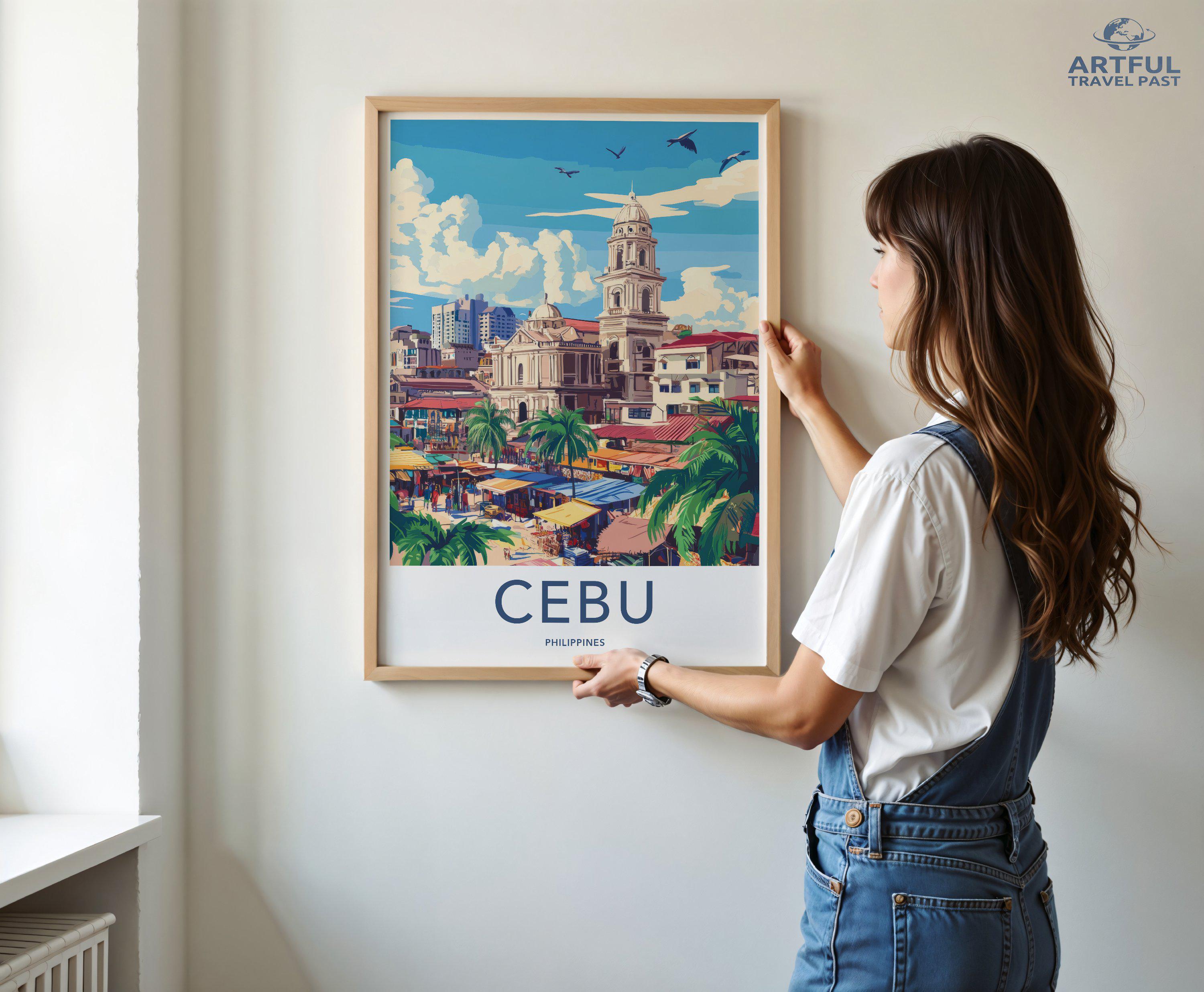 Cebu Philippines Wall Art, Travel Poster, Cityscape Print, Vibrant ...