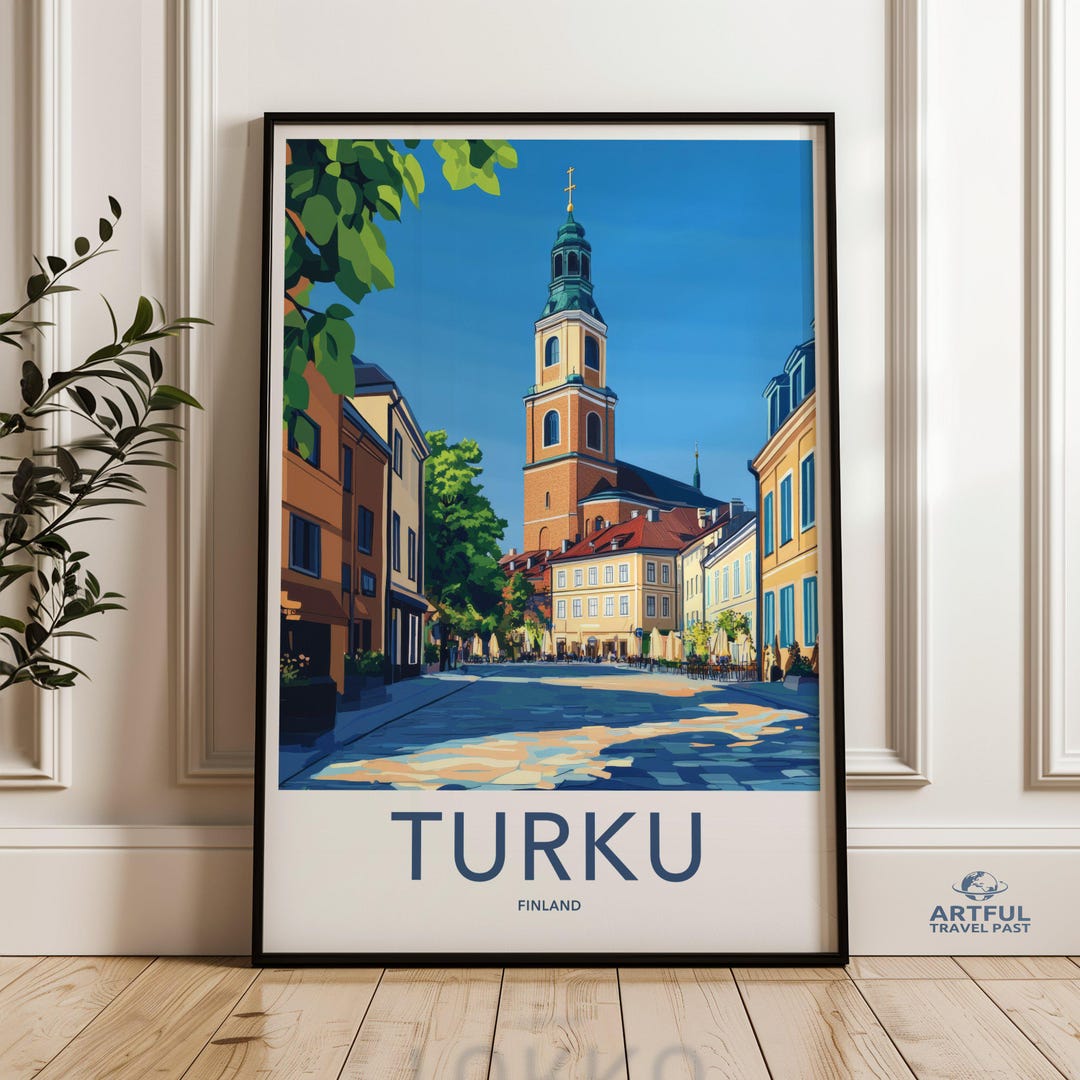 Turku Finland Cityscape Poster, Scandinavian Wall Art, Colorful Travel ...