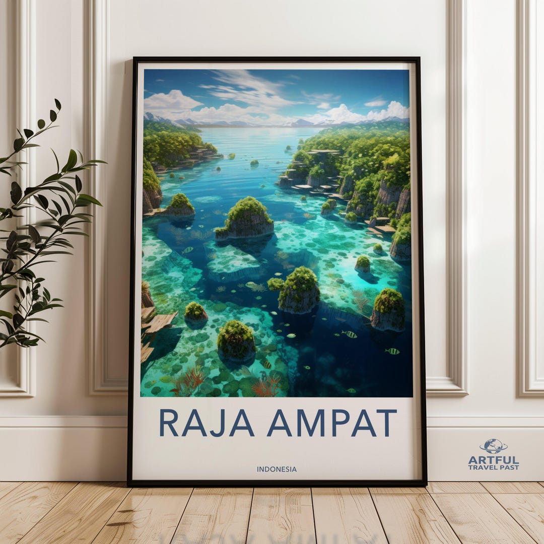 Raja Ampat Wall Art, Indonesia Nature Print, Scenic Ocean Landscape ...