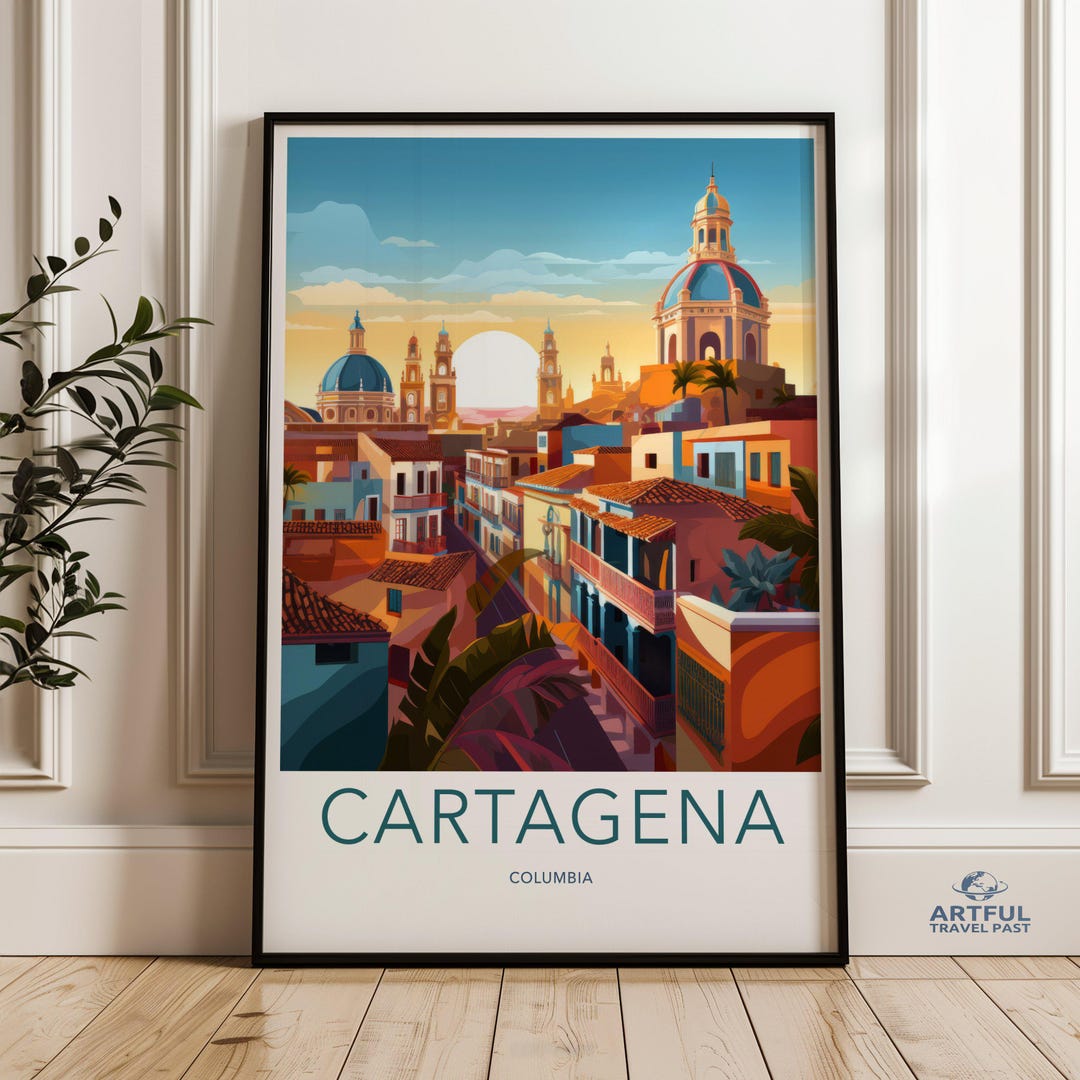 Cartagena Wall Art Decor, Colombia Cityscape Print, Vibrant Travel ...