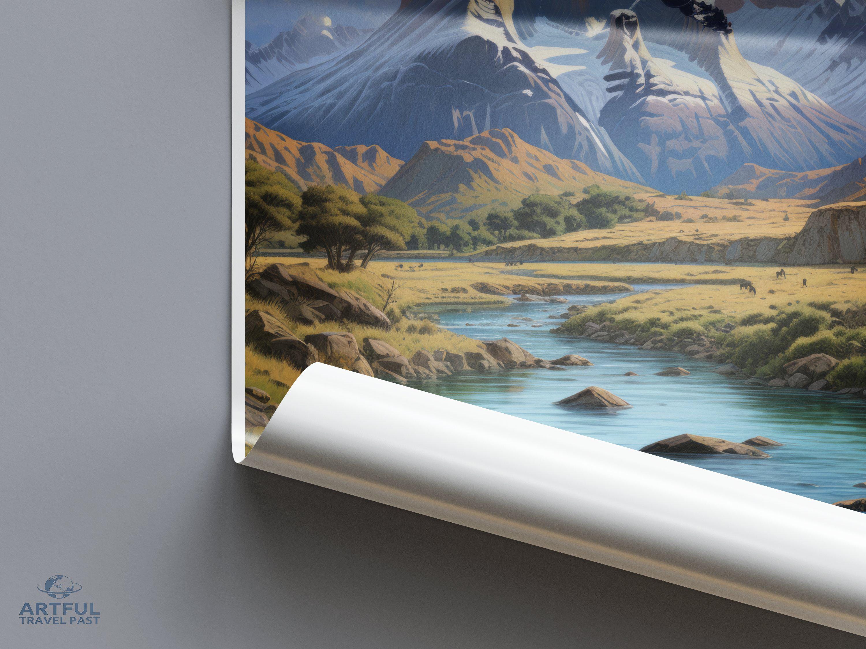 Torres Del Paine Wall Art Print, Patagonia Mountains Landscape Art ...