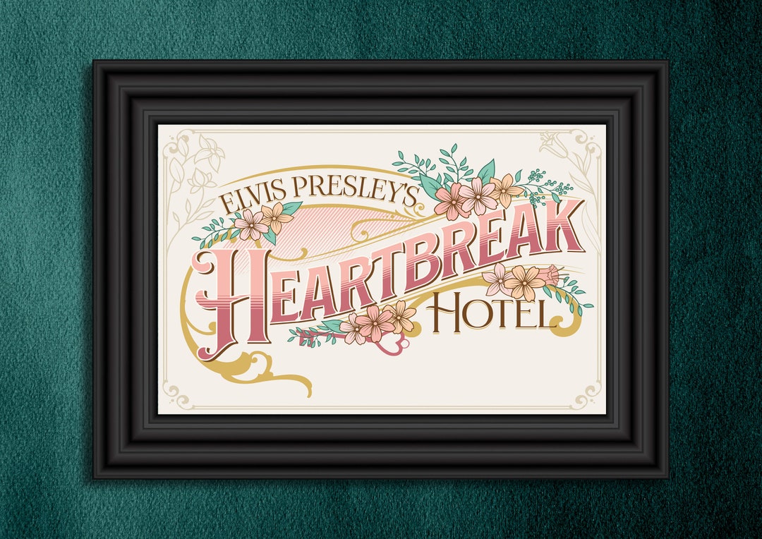 Heartbreak Hotel by Elvis Presley Lyrics Digital Art Print | Printable ...