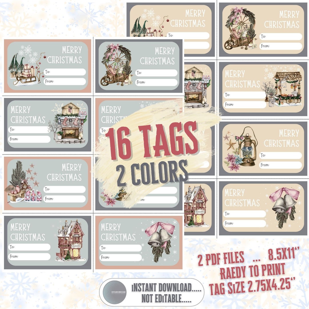 Printable Christmas Gift Tag, Cute Christmas Gift Tag, Merry Christmas ...