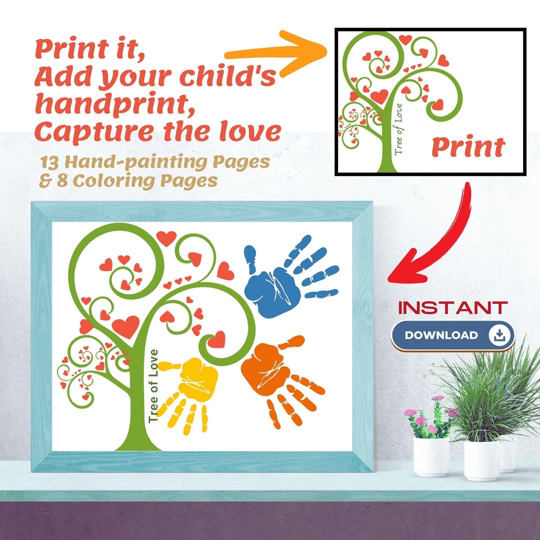 Love Handprint Art Craft Bundle: Keepsake Printable (PDF & JPG ...