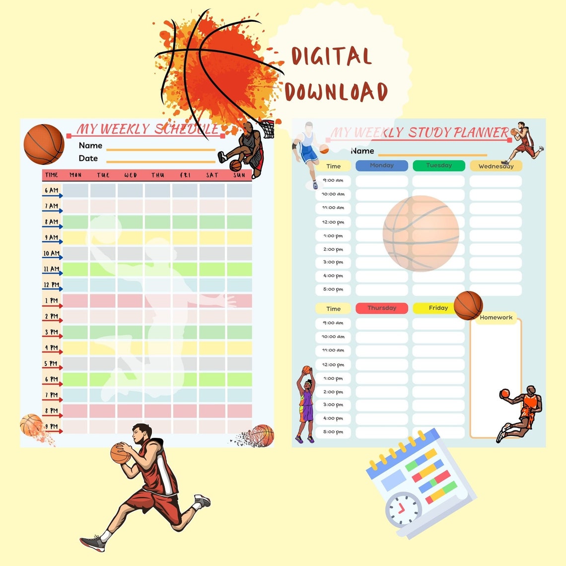 Colorful Kids Printable Weekly Planner, Back to School Organizer, Fun ...