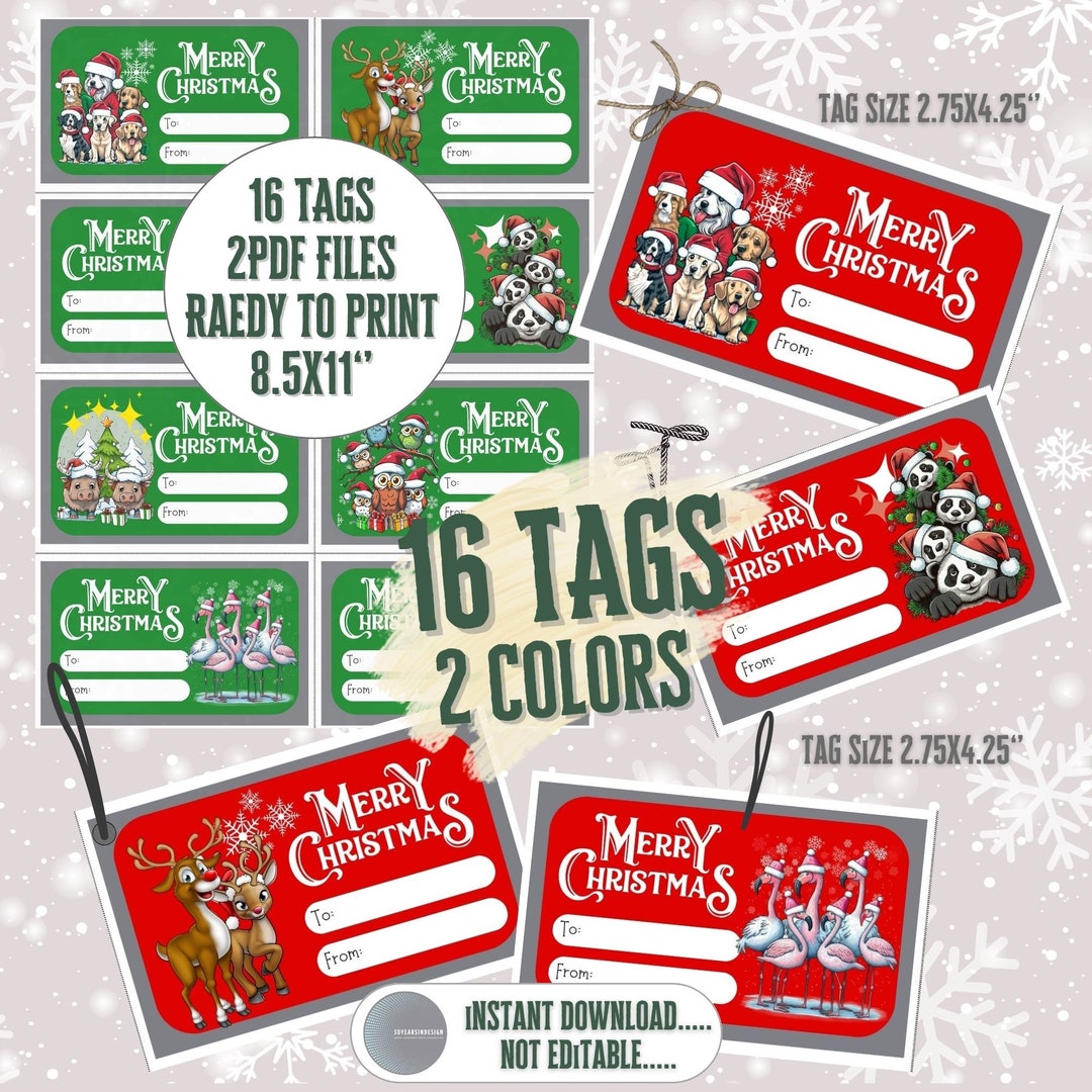 Printable Christmas Gift Tag, Cute Christmas Gift Tag, Merry Christmas ...