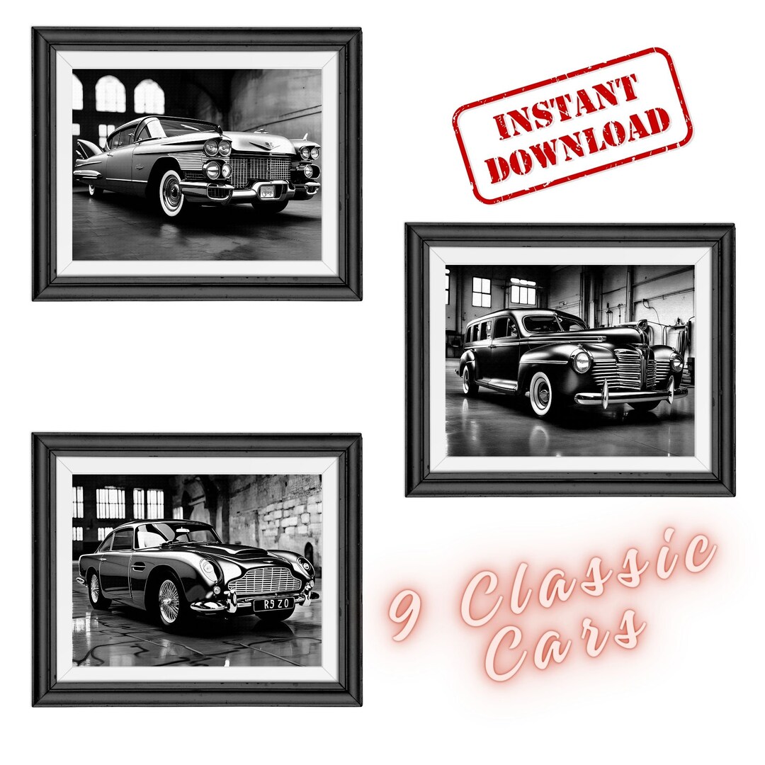 Classic Car Wall Art for Father's Day Gift for Him, Vintage Automotive ...