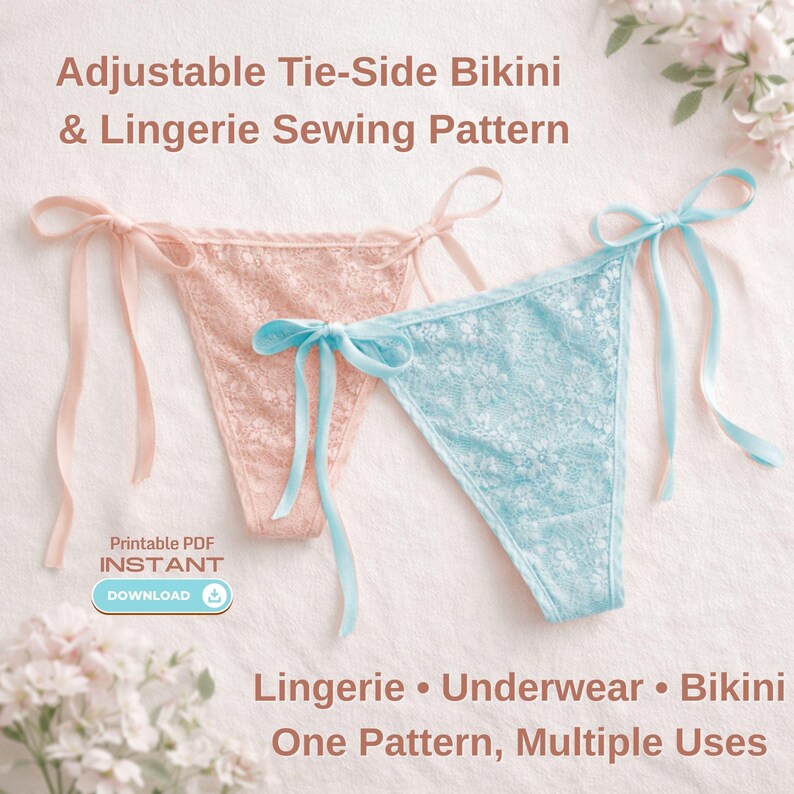 Beginner Friendly Tie Side Bikini Bottom & Lingerie Sewing Pattern ...