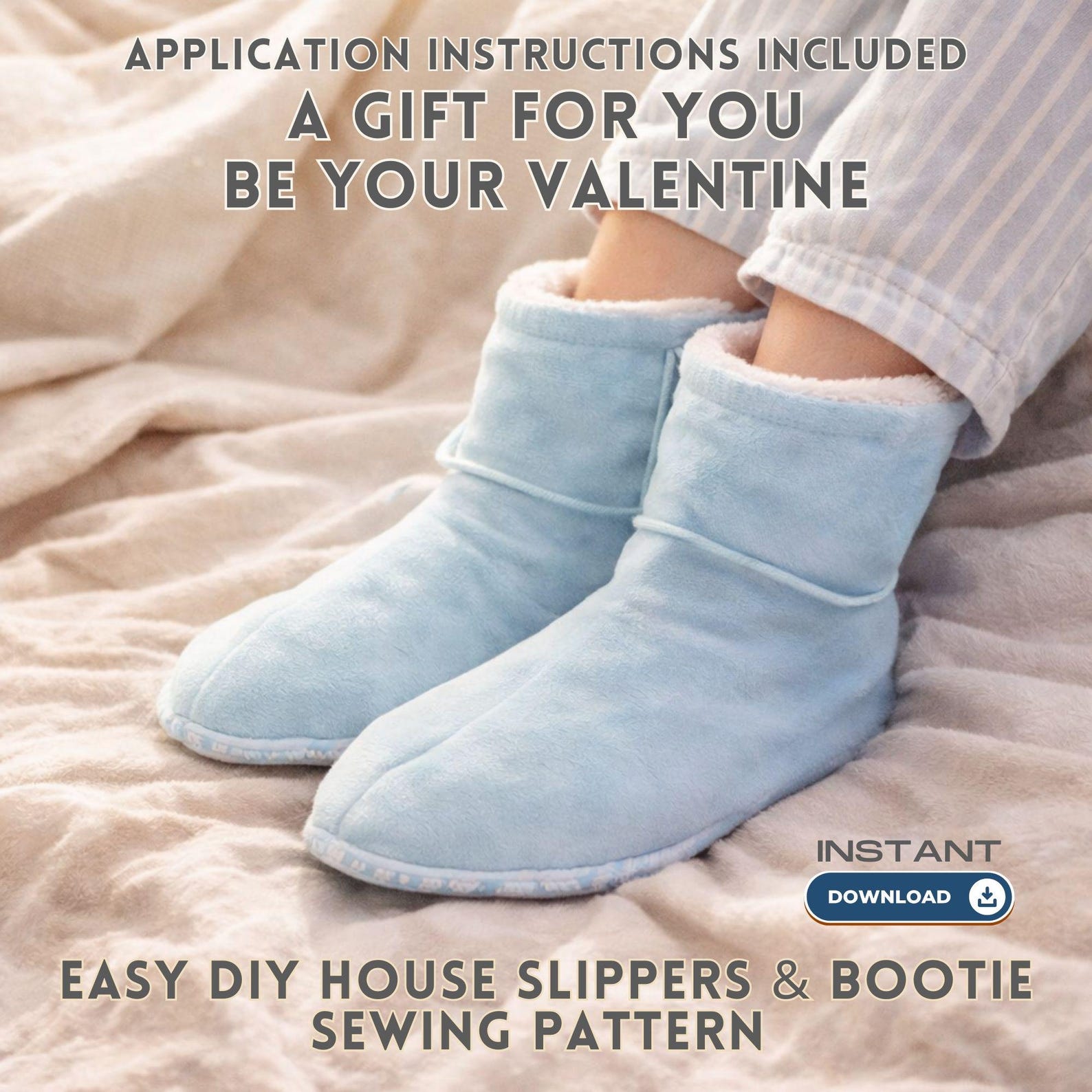 Slipper Booties Sewing Pattern for Dad, Beginner-friendly DIY Cozy ...
