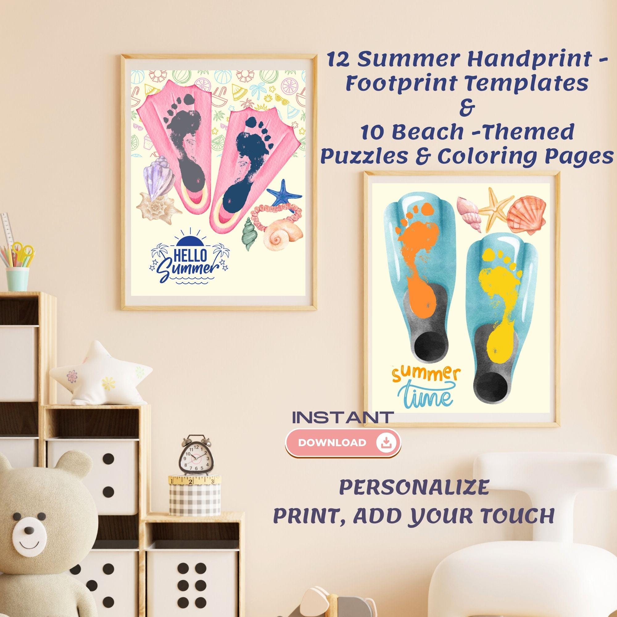 Summer Handprint Art Craft Pack: Beach & Ocean Theme (digital Download ...