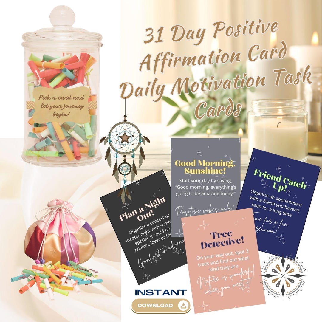 31 Day Positive Affirmation Cards: Daily Motivation (digital Download ...