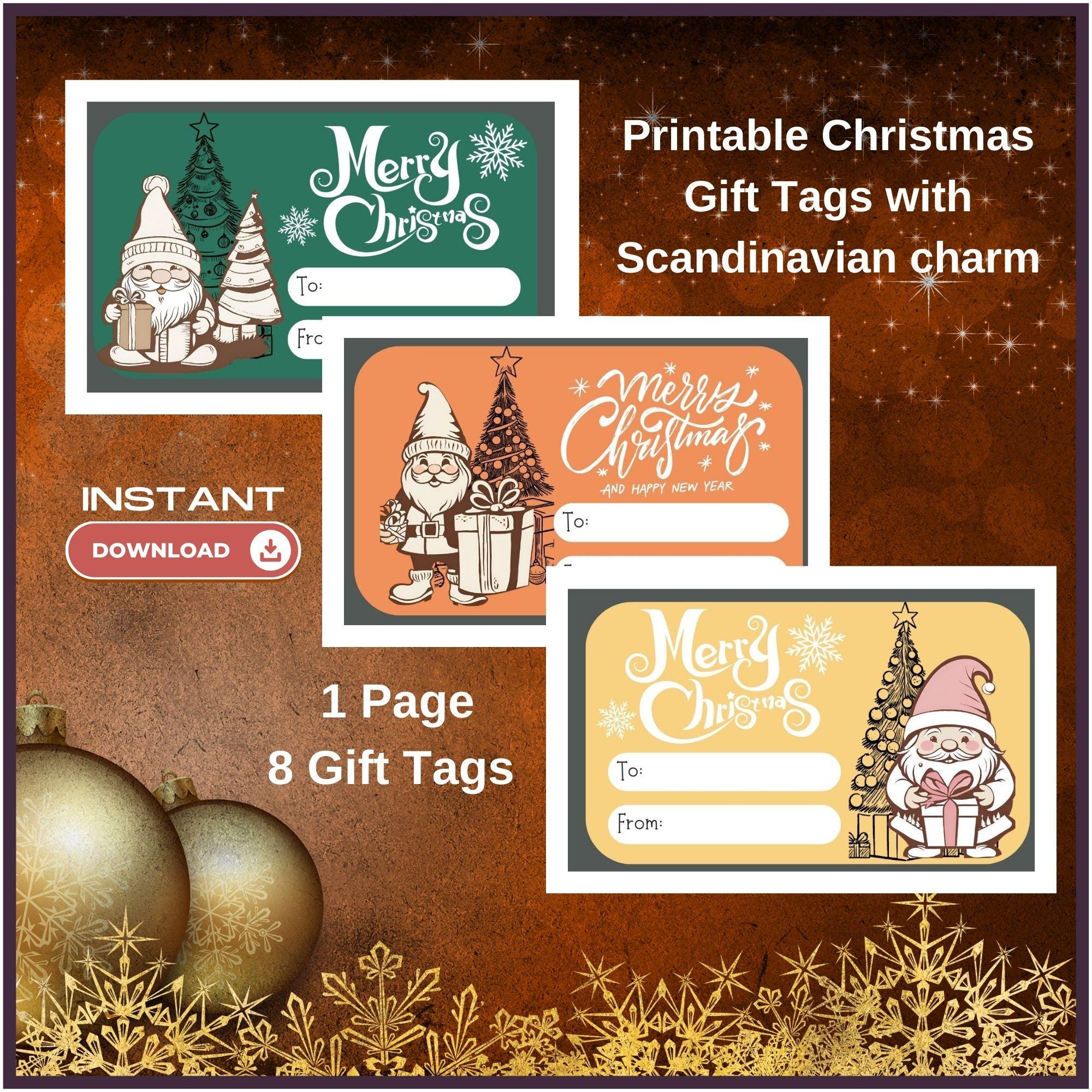 Scandinavian Christmas Gift Tags, Printable Xmas Holiday Tags (digital ...