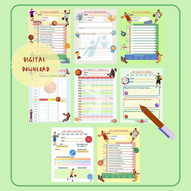 Colorful Kids Printable Weekly Planner, Back to School Organizer, Fun ...