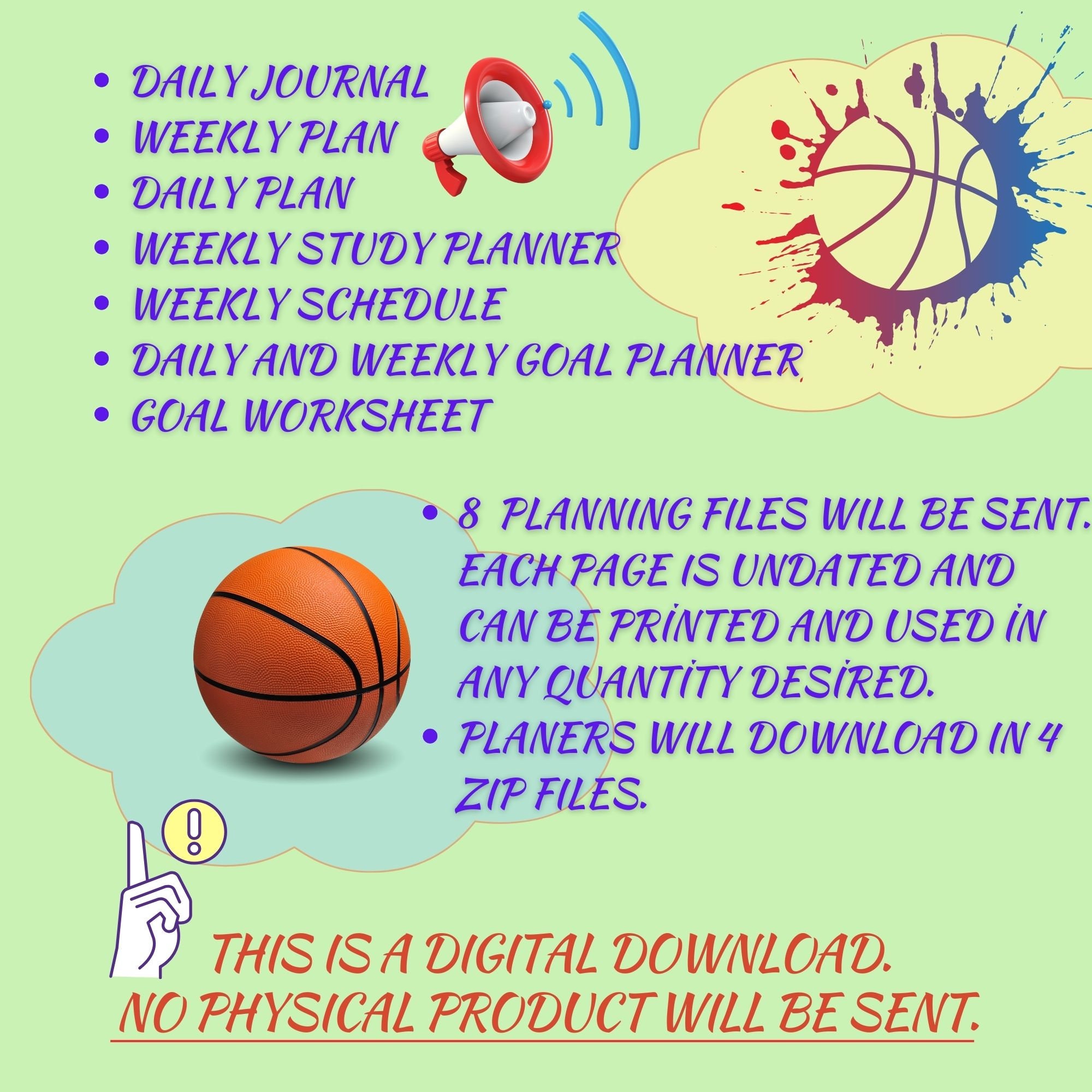 Colorful Kids Printable Weekly Planner, Back to School Organizer, Fun ...