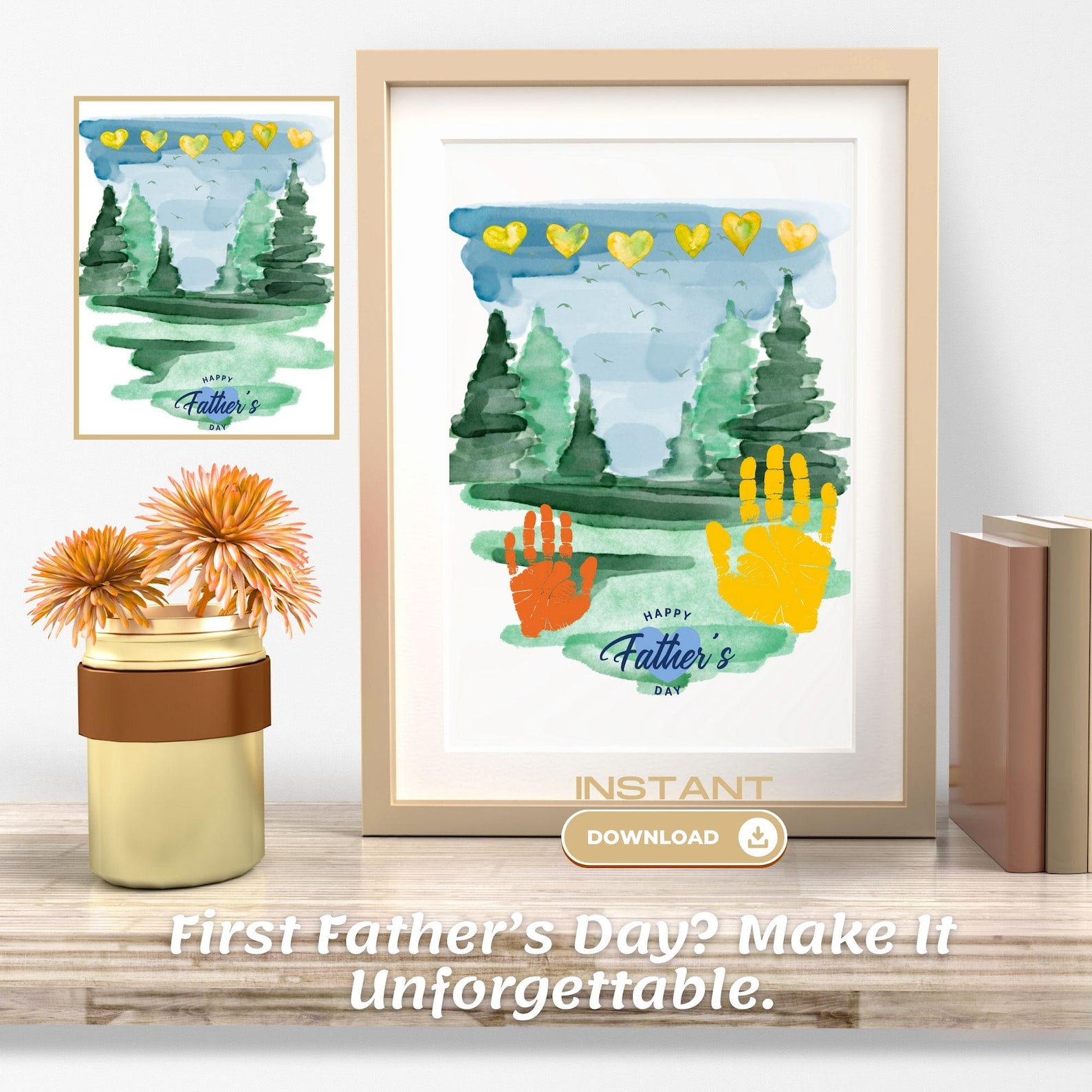 Father’s Day Grandpa Gift Kids Handprint Craft Pack 22 Pcs, Preschool ...