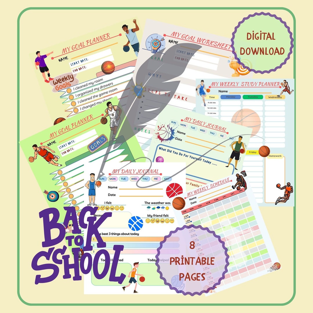 Colorful Kids Printable Weekly Planner, Back to School Organizer, Fun ...