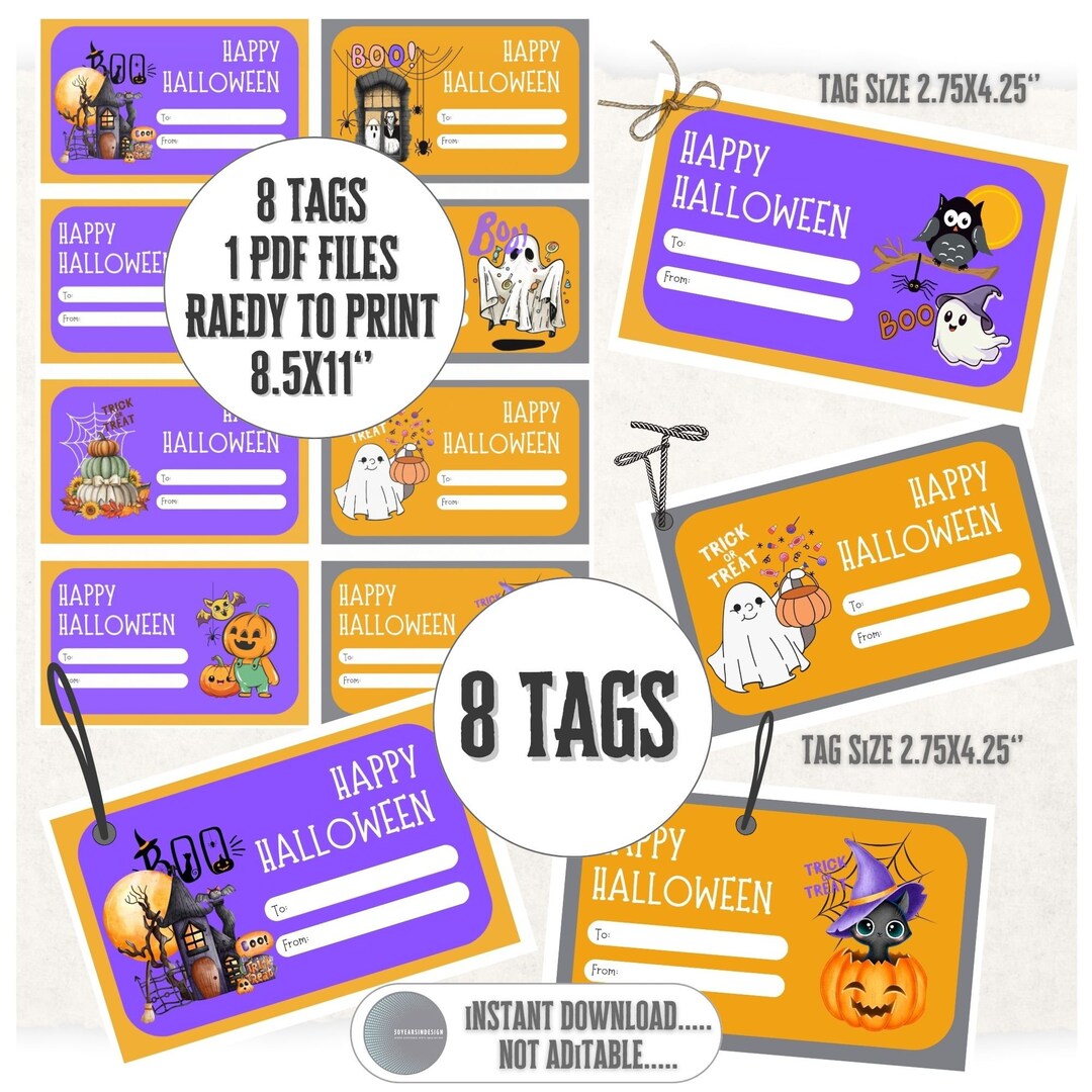 Halloween Gift Tag, Halloween Treat Tag, Happy Halloween Tag, Halloween ...