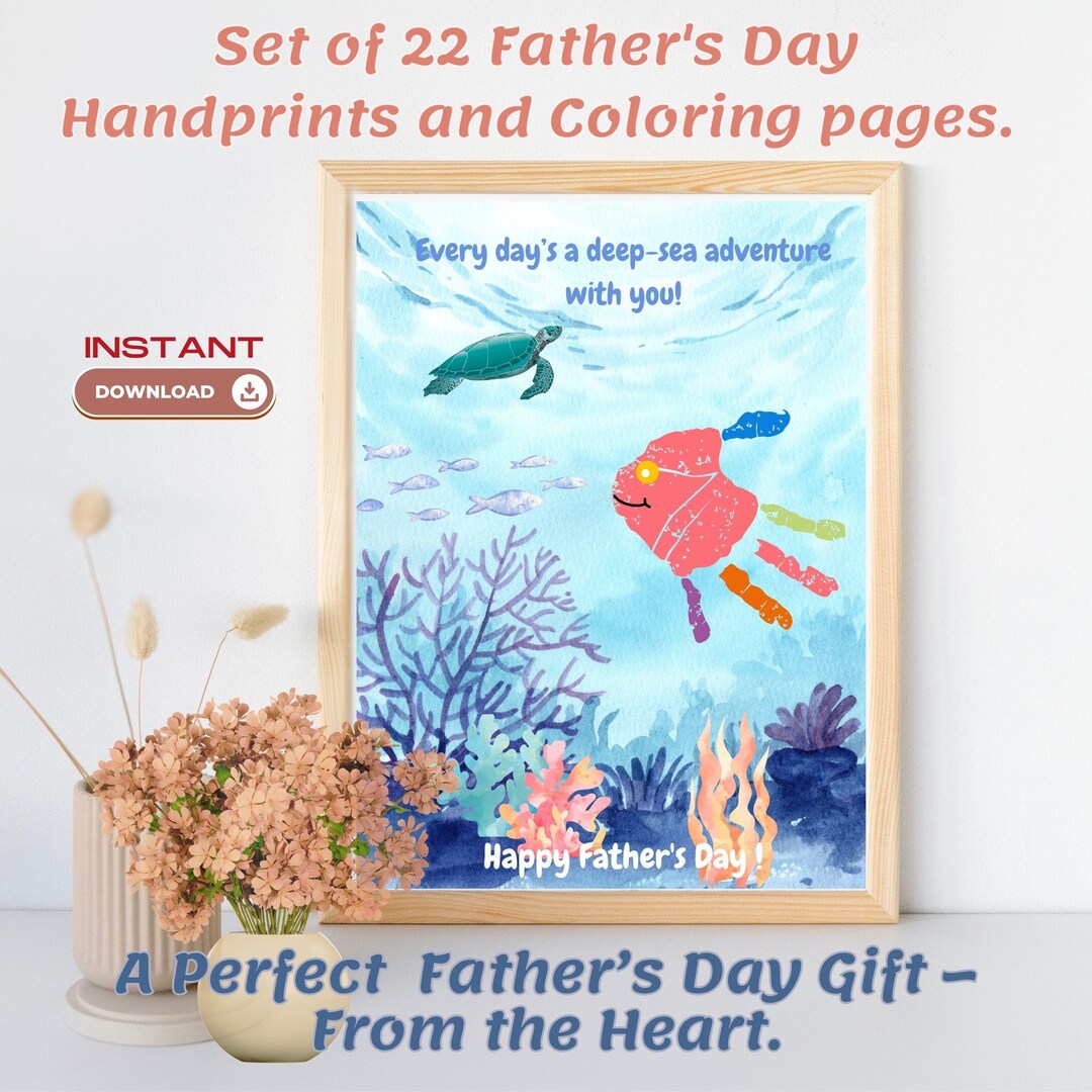 Father’s Day Grandpa Gift Kids Handprint Craft Pack 22 Pcs, Preschool ...