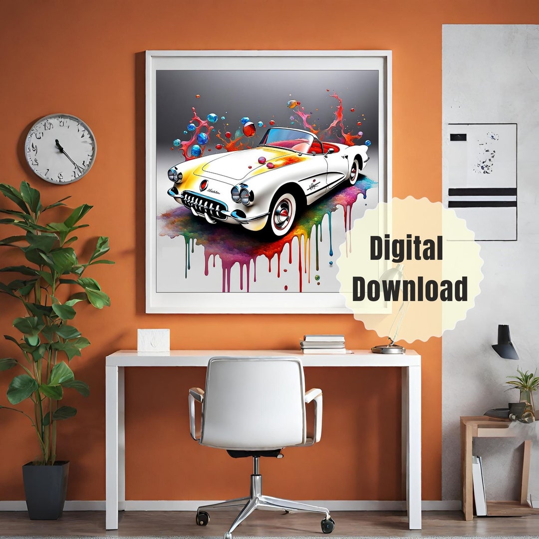 Classic Car Wall Art, Automotive Art, Vintage Car Poster, Digital Wall ...