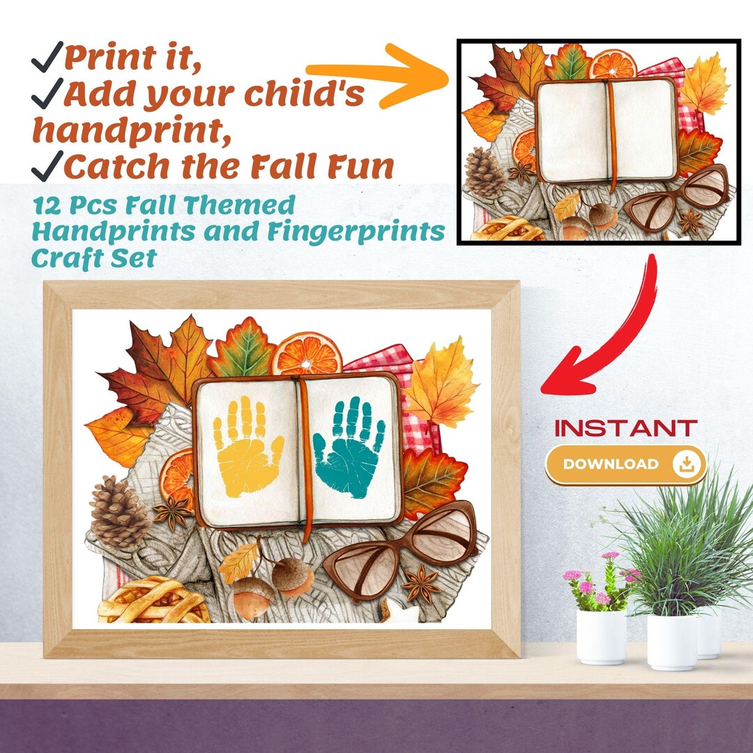 Fall Handprint and Fingerprint Craft Pages (12 Pages) Preschool ...