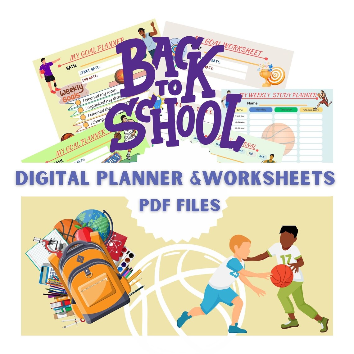 Colorful Kids Printable Weekly Planner, Back to School Organizer, Fun ...