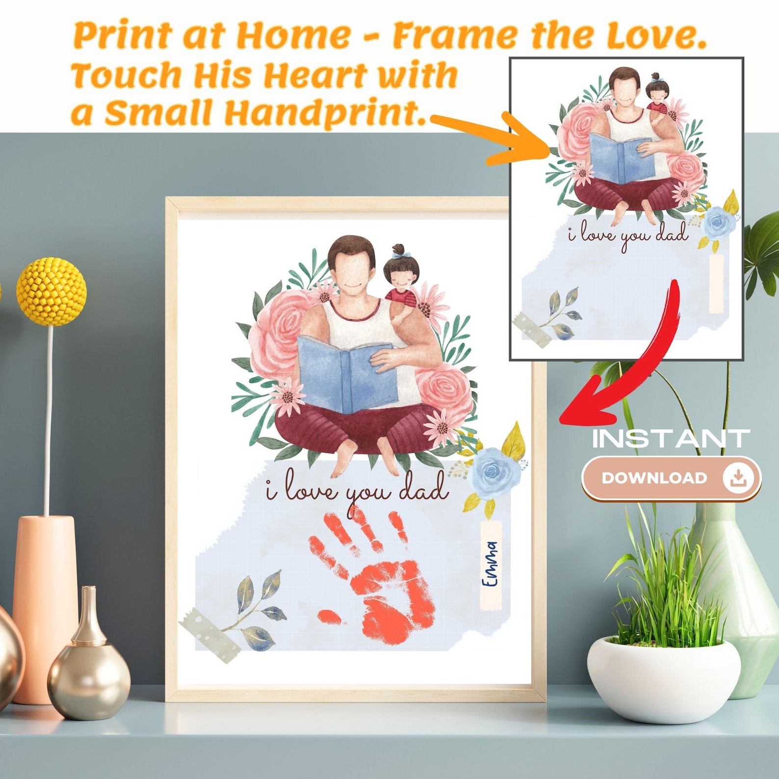 Father’s Day Grandpa Gift Kids Handprint Craft Pack 22 Pcs, Preschool ...