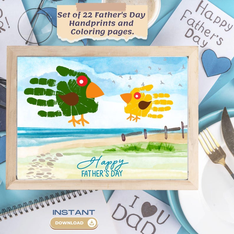 Father’s Day Grandpa Gift Kids Handprint Craft Pack 22 Pcs, Preschool ...