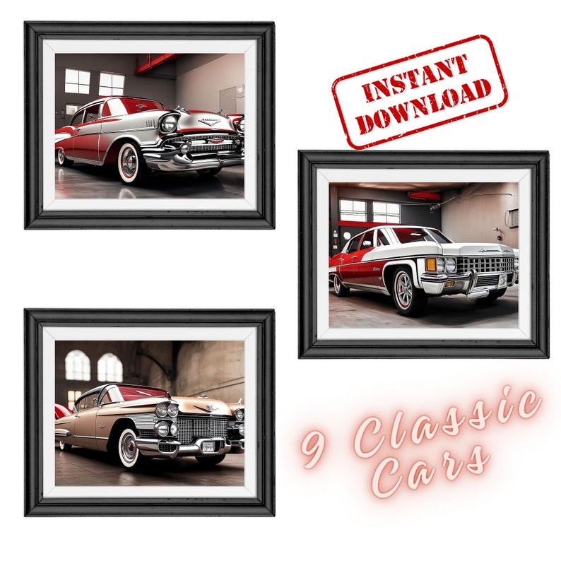 Vintage Car Poster Set: Classic Automotive Wall Art (digital Download ...