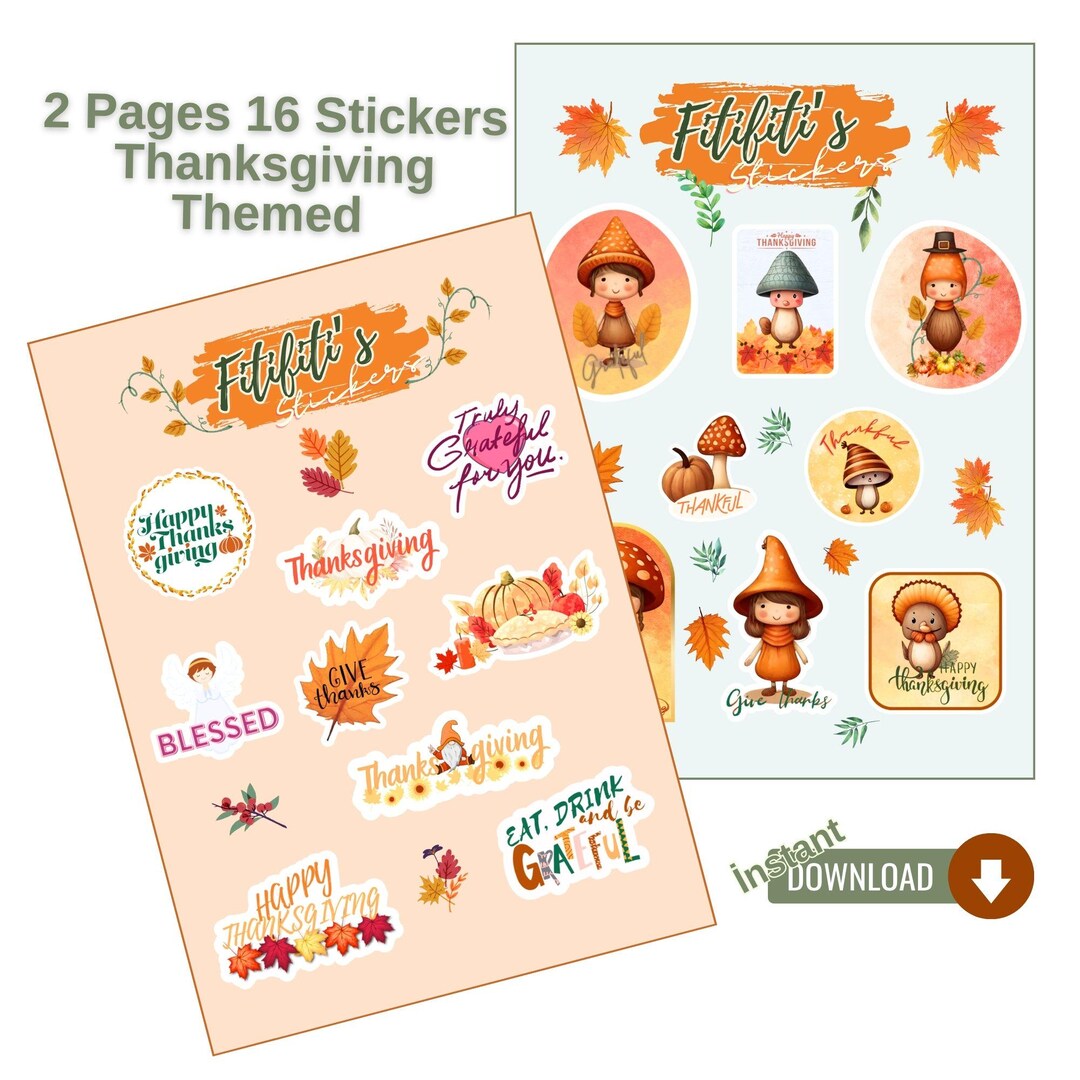 Thanksgiving Sticker Chart: Autumn & Spring Stickers Us Letter and A4 ...