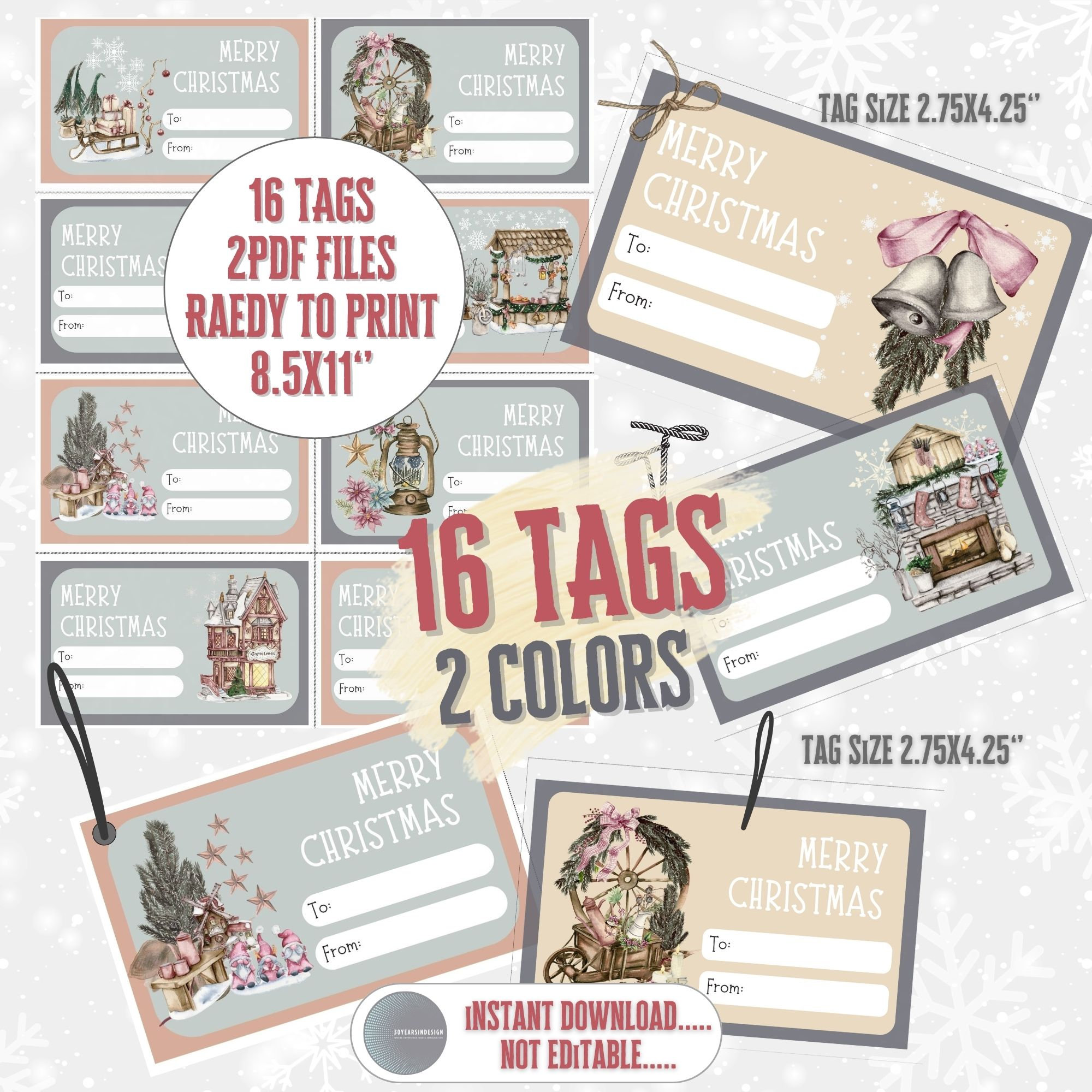 Printable Christmas Gift Tag, Cute Christmas Gift Tag, Merry Christmas ...