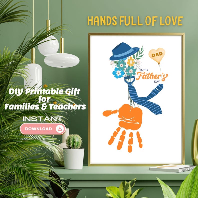 Father’s Day Grandpa Gift Kids Handprint Craft Pack 22 Pcs, Preschool ...